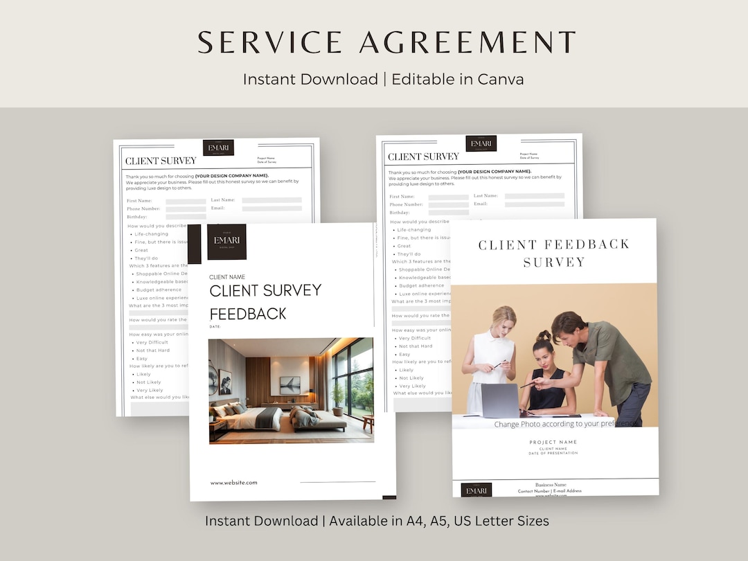 Interior Design Client Feedback Template | End of Project Satisfaction ...