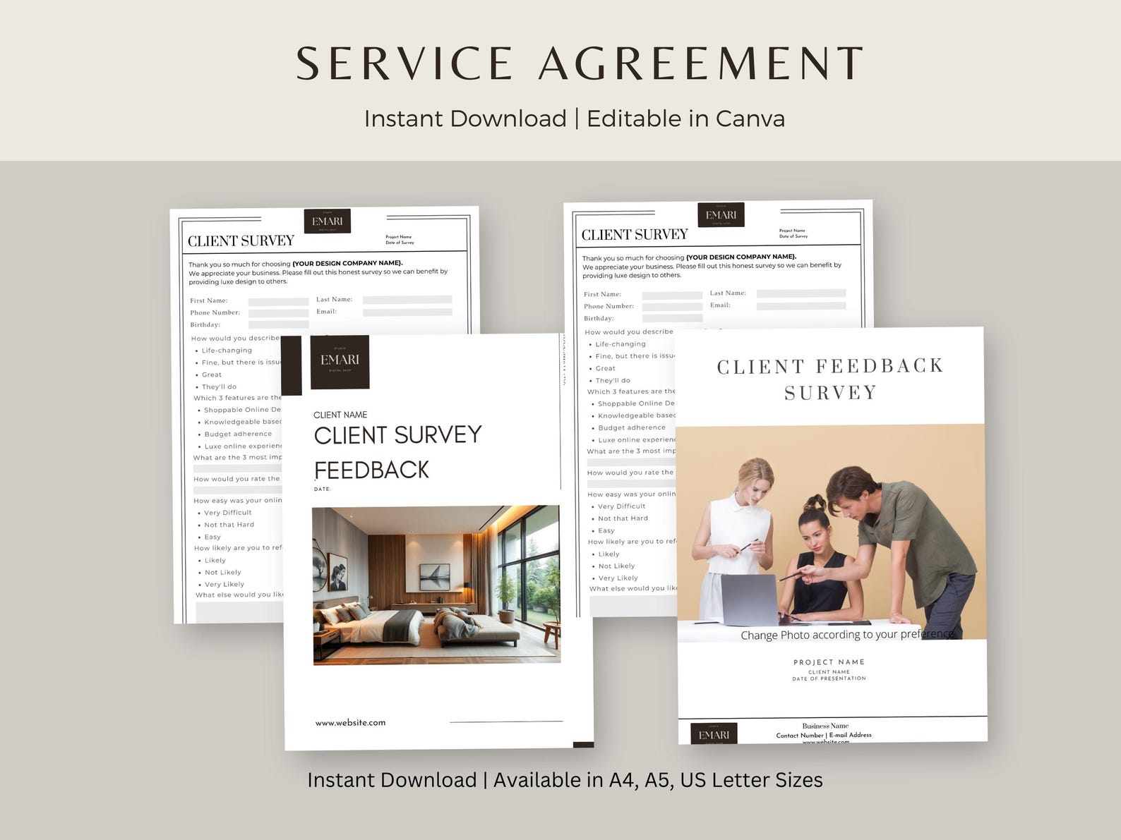 Interior Design Client Feedback Template | End of Project Satisfaction ...
