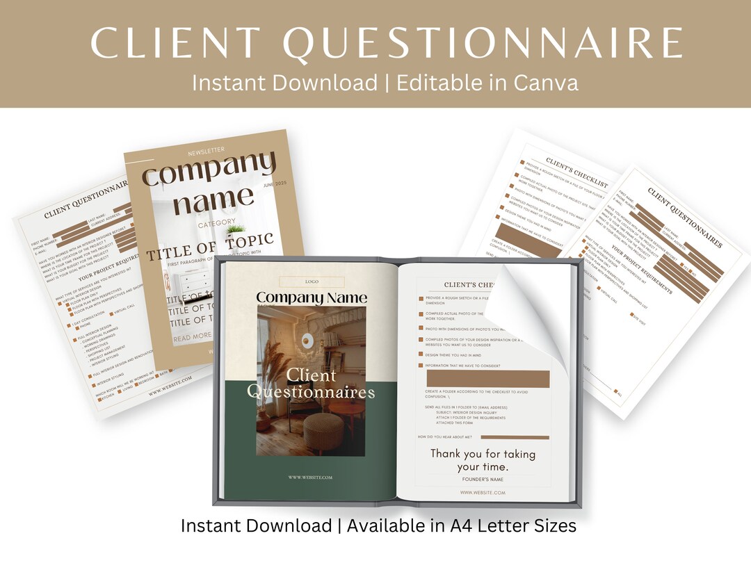 Interior Design Client Questionnaire Fully Editable With Canva Template Interior Design Clients ...