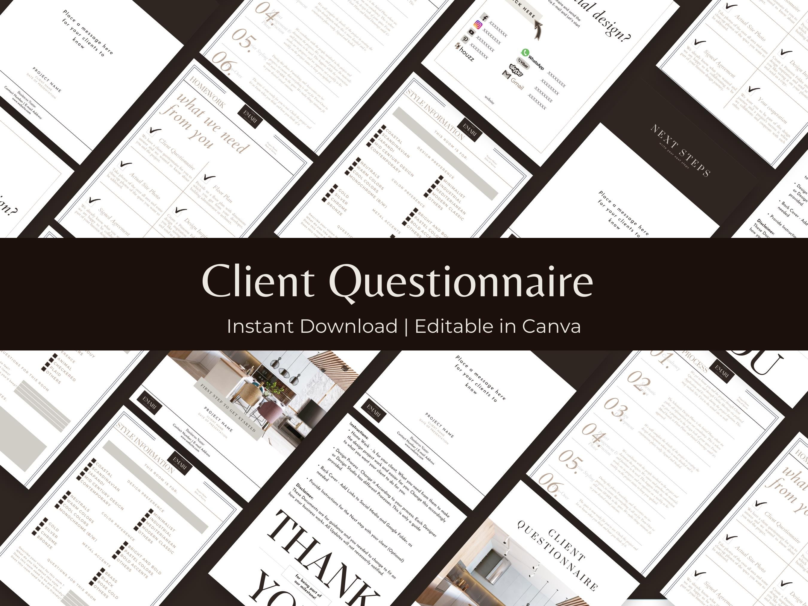 Onboarding Interior Design Client Style Questionnaire Architecture and ...