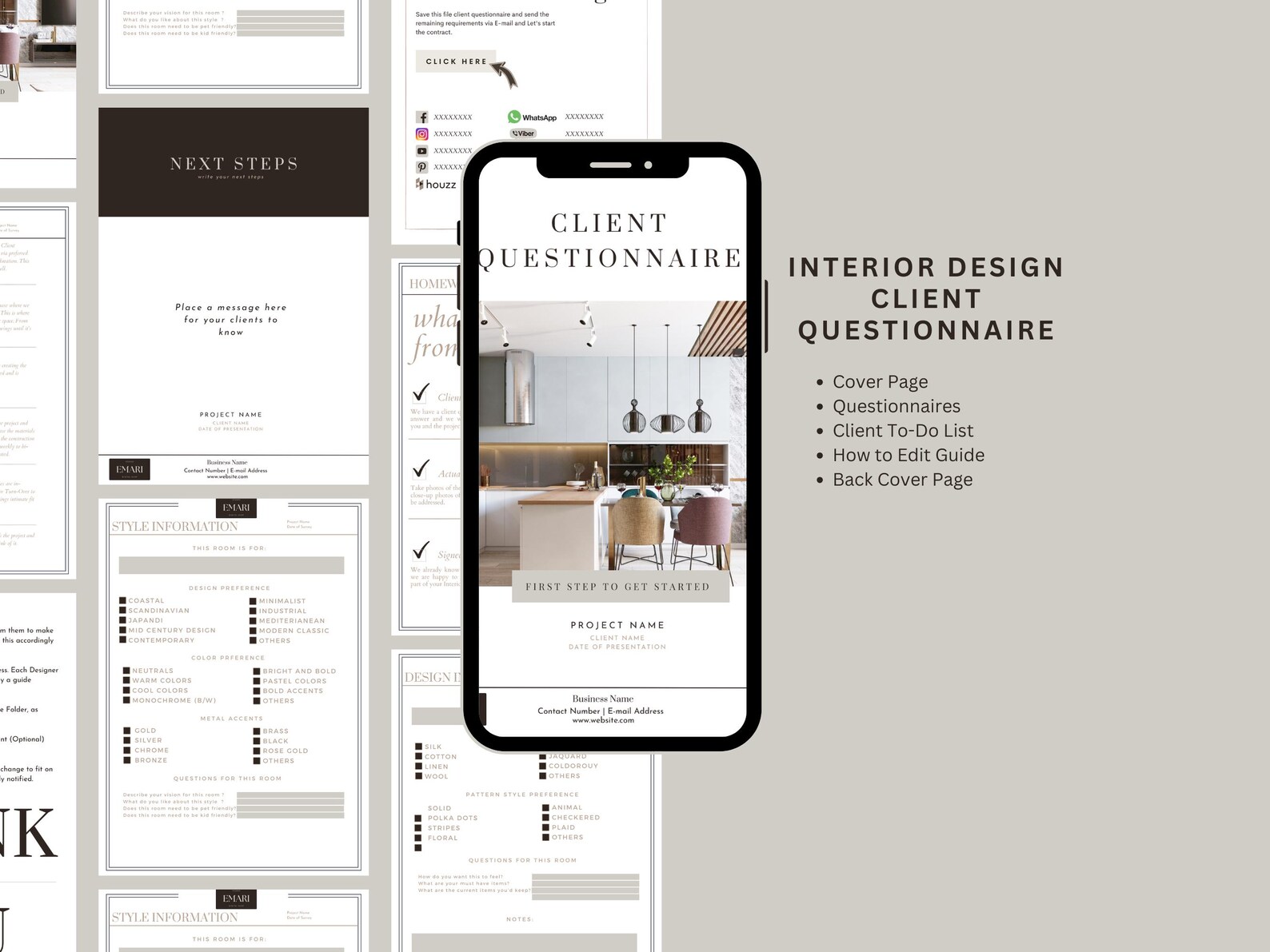 Onboarding Interior Design Client Style Questionnaire Architecture and ...