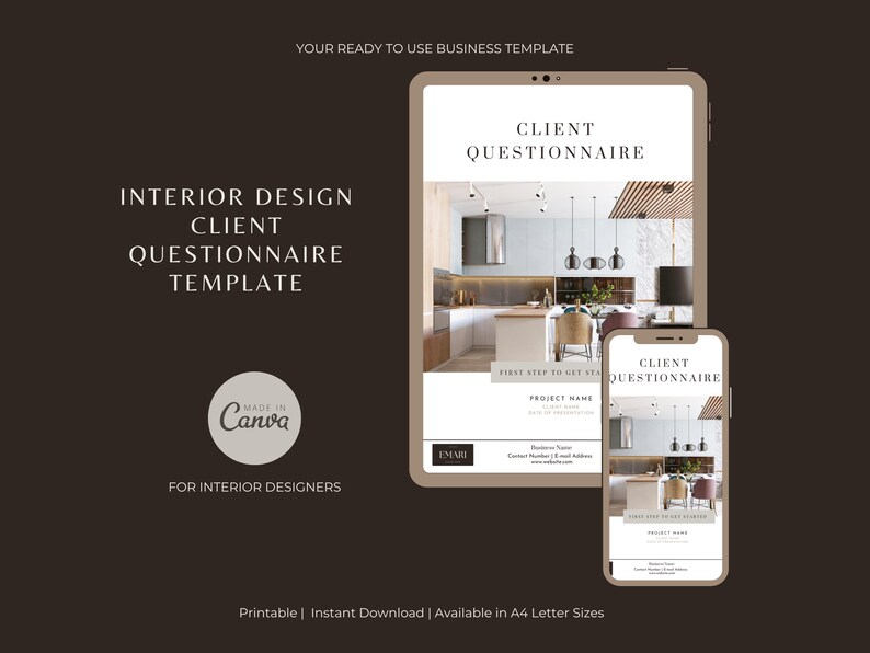 Onboarding Interior Design Client Style Questionnaire Architecture and ...