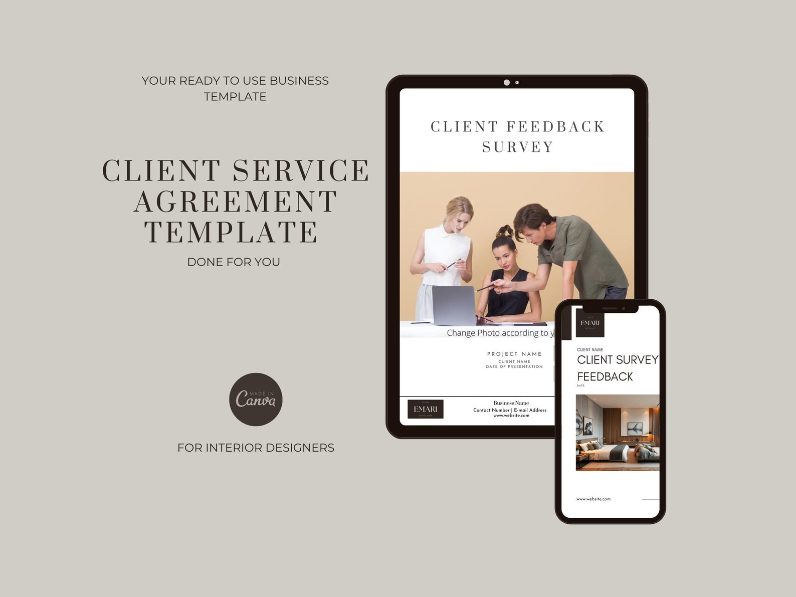 Interior Design Client Feedback Template | End of Project Satisfaction ...