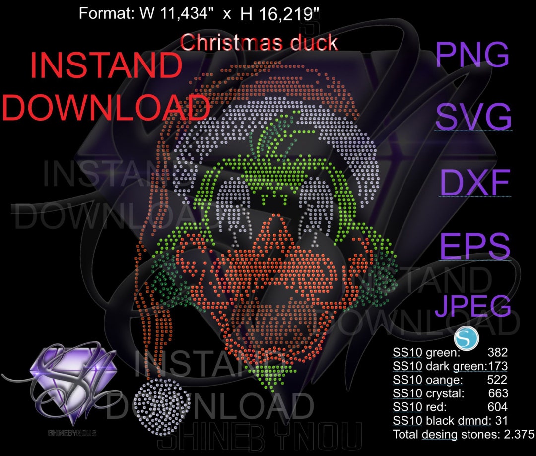 Hotfix Digital File Christmas Duck/ Rhinestone Digital File Christmas ...