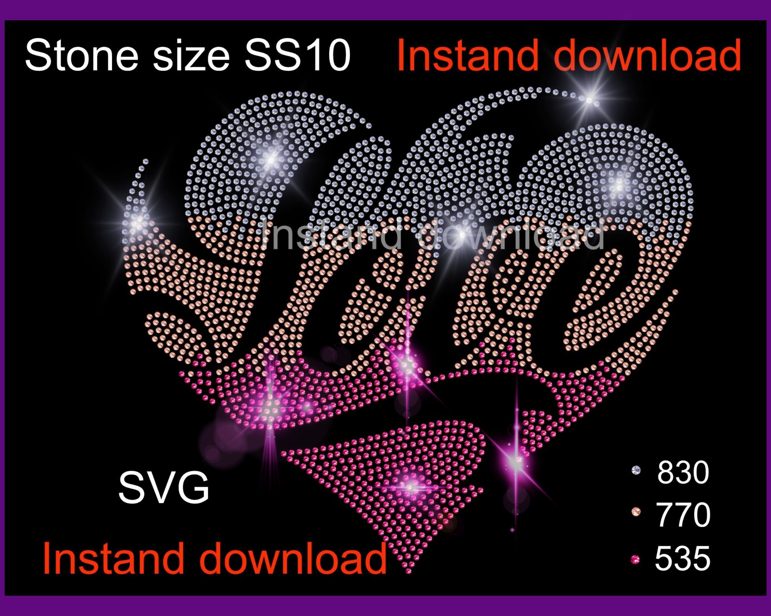 Hotfix Rhinestones Love Pattern SVG in Size SS10, Can Also Be Used as a ...