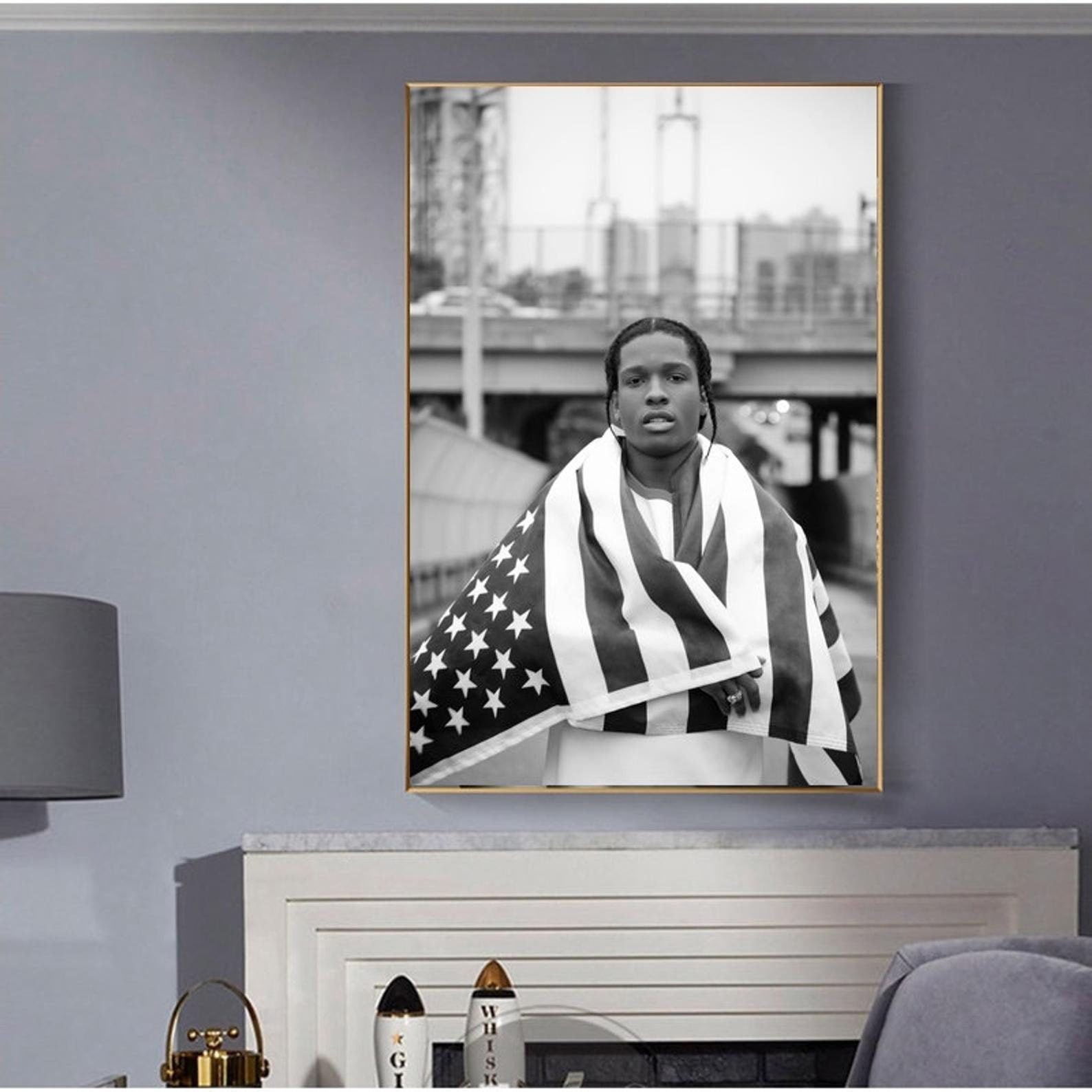 ASAP Rocky & America Flag Poster Asap Rocky Poster Hip Hop | Etsy