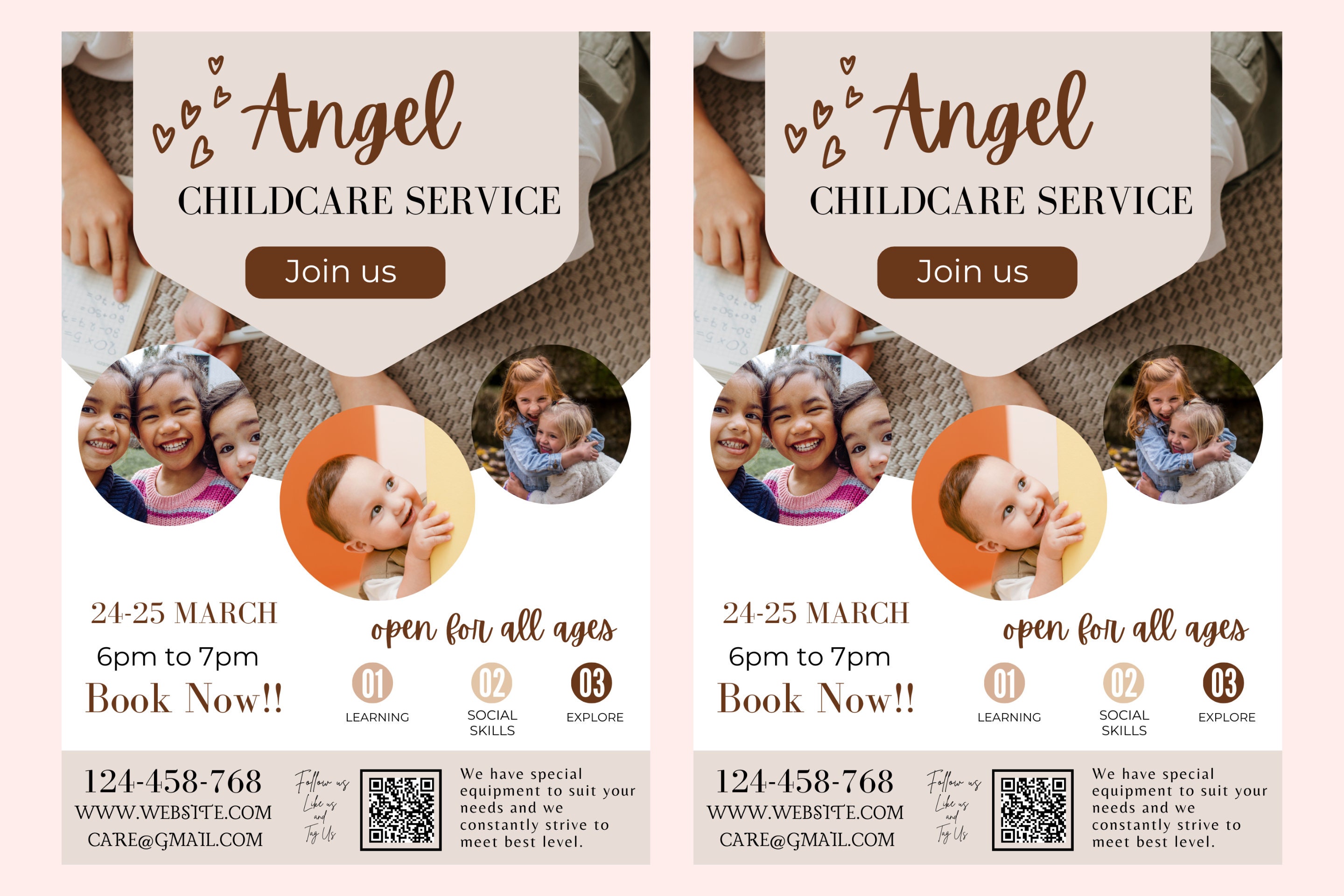Childcare Flyer Template QR Code Daycare Flyer A4 Size - Etsy
