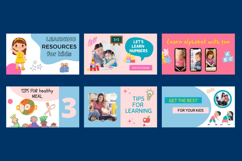 Youtube Education Thumbnail Canva Template| Kids Learning| Preschool ...