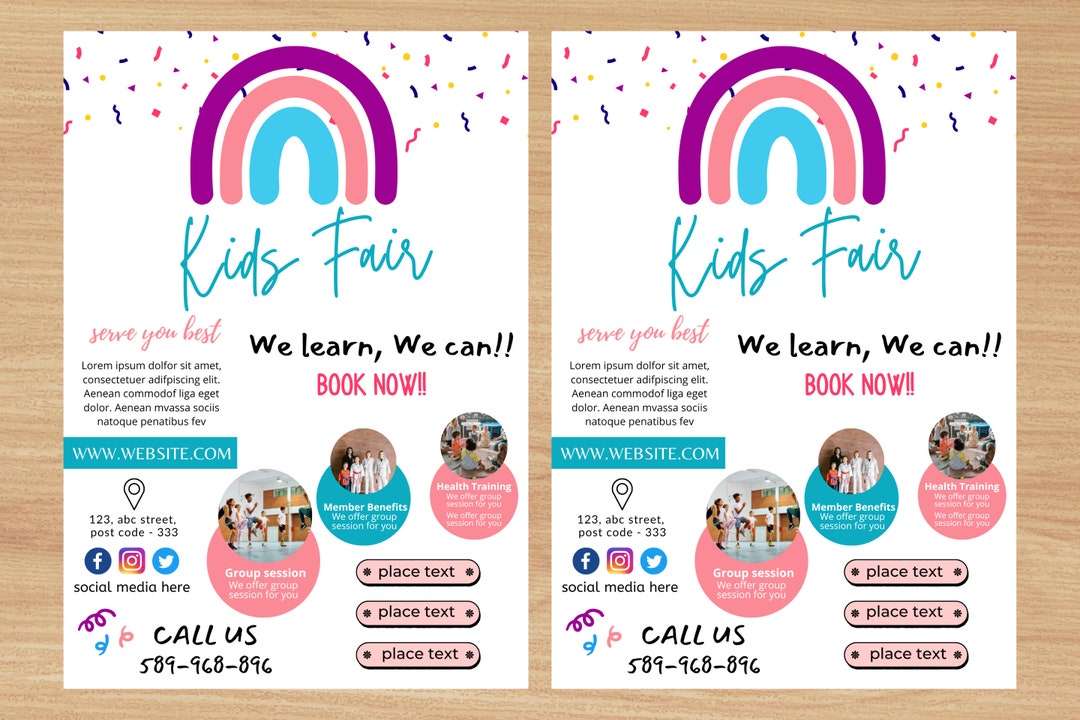 Childcare Flyer Kids Fair Flyer QR Code Daycare Flyer A4 Sizefamily Day ...