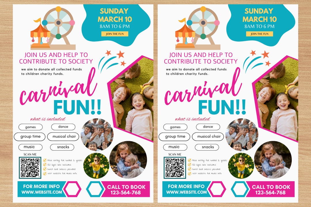 Carnival Childcare Flyer Template| QR Code| Daycare Flyer |A4 Size ...