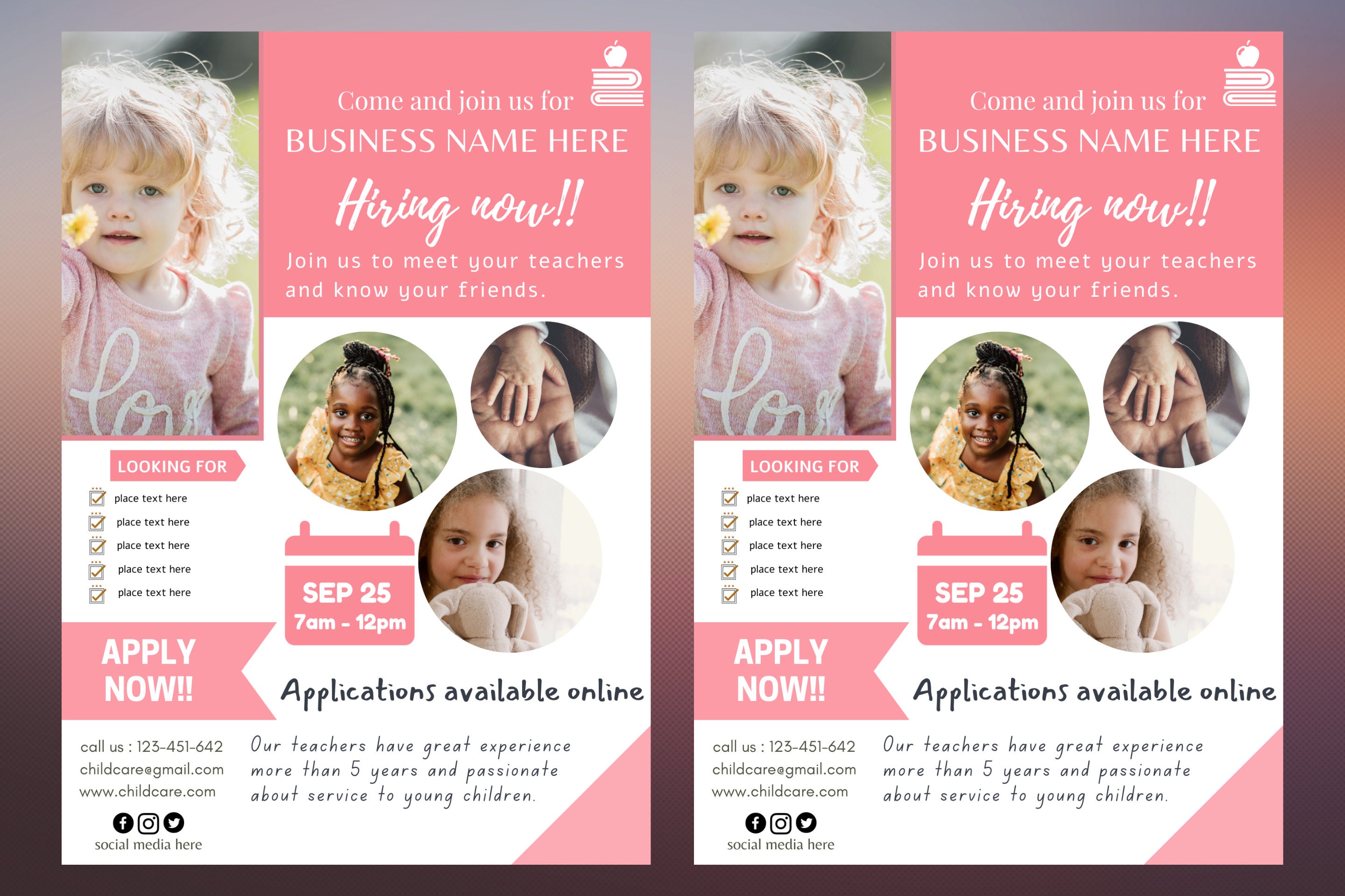 Childcare Hiring Flyer Template QR Code Daycare Flyer A4 Sizefamily Day ...