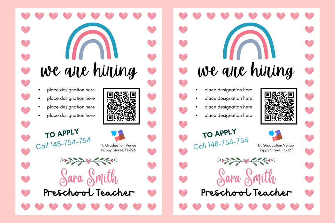 Chilcare Hiring Flyer Template| QR Code| Daycare Flyer |A4 Size|family ...