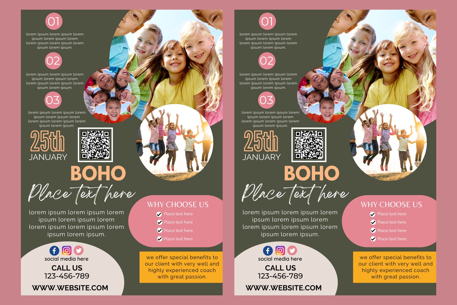 Childcare Boho Flyer Template QR Code Daycare Flyer A4 Sizefamily Day ...