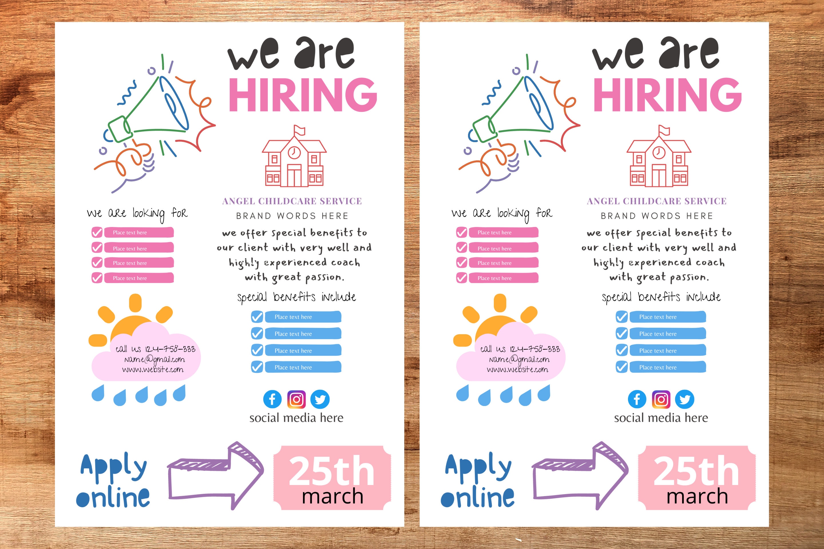 Editable Hiring Flyer Template QR Code Daycare Flyer A4 Size School ...