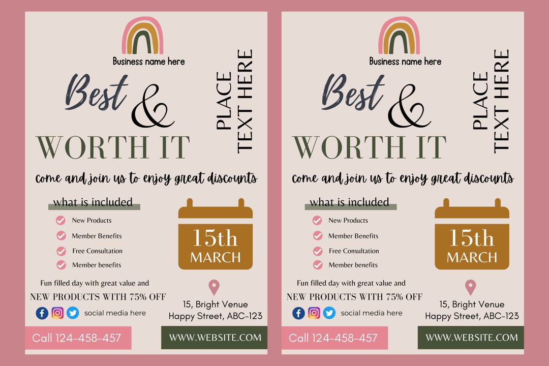 Boho Rainbow Childcare Flyer Template QR Code Daycare Flyer A4 Size ...