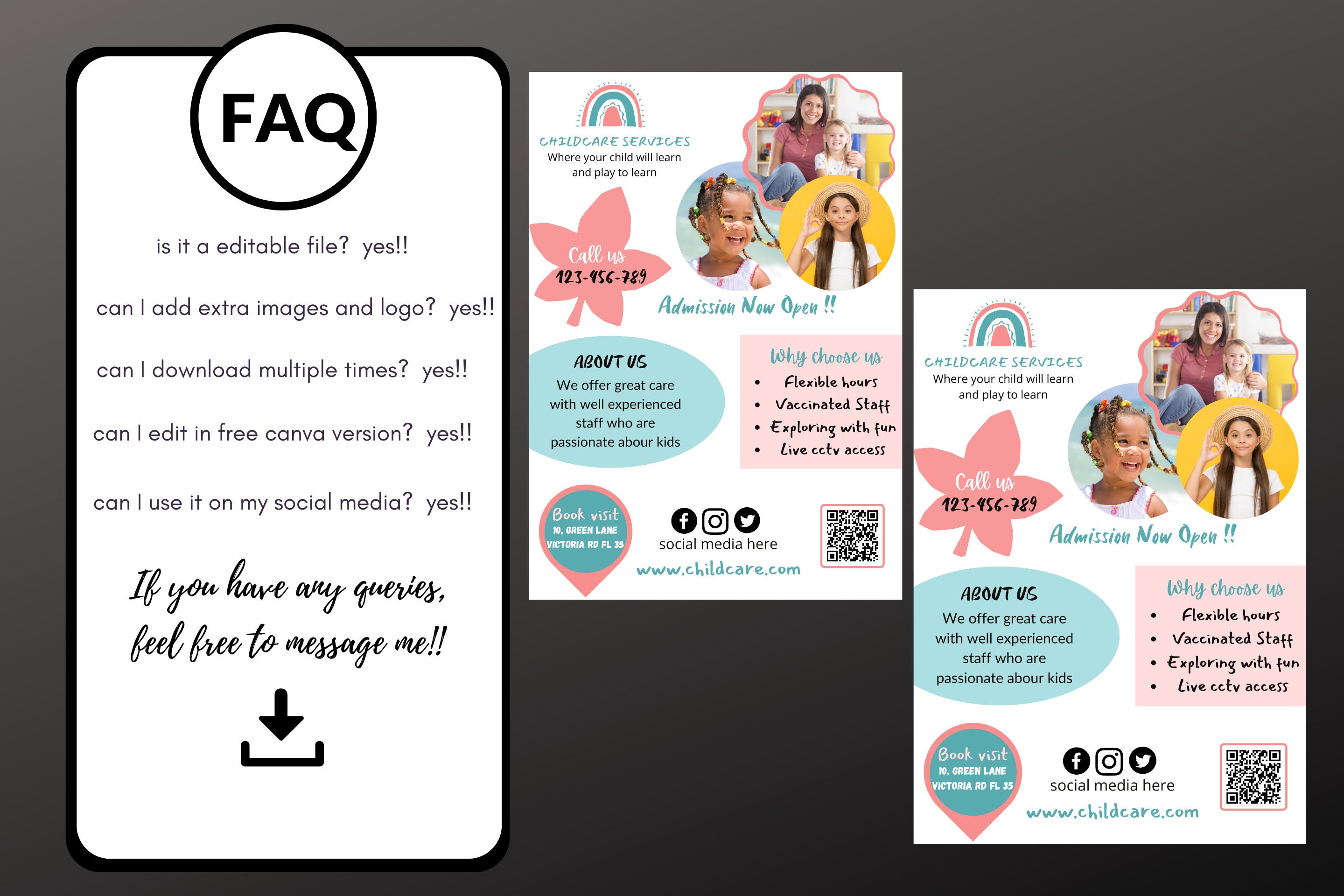 Childcare Flyer Template QR Code Daycare Flyer A4 Size Family Day Care ...
