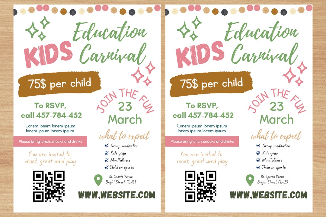 Childcare Flyer Education Carnival Qr Code Daycare Flyer A4 Size Family ...