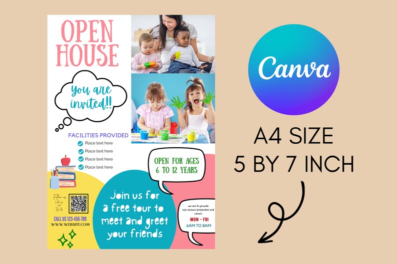 Childcare Event Flyer Template| QR Code| Daycare Flyer |A4 Size|family ...