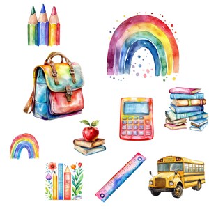 Water Color Clipart| Festive Clipart| School Png| Teacher| Instant ...