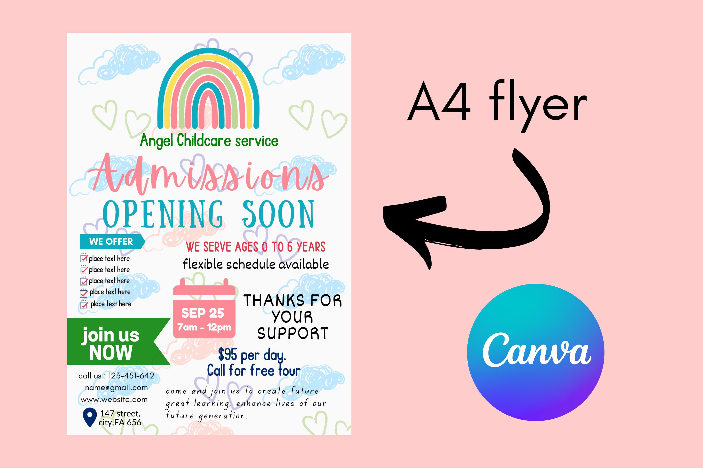 Childcare Flyer Template QR Code Daycare Flyer A4 Size Family Day Care ...