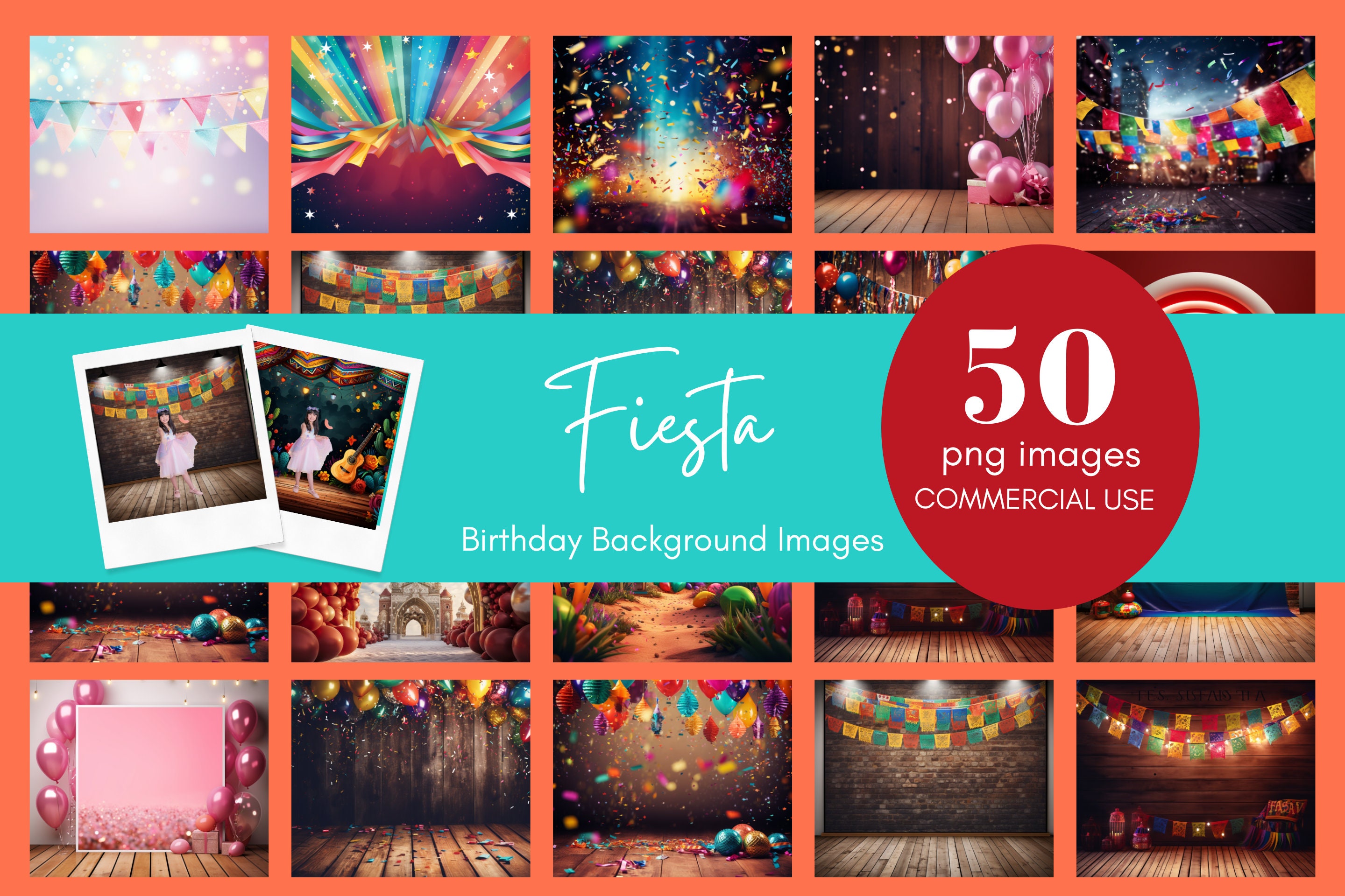Child Fiesta Theme Birthday Background Photoskids Digital Backdrop ...