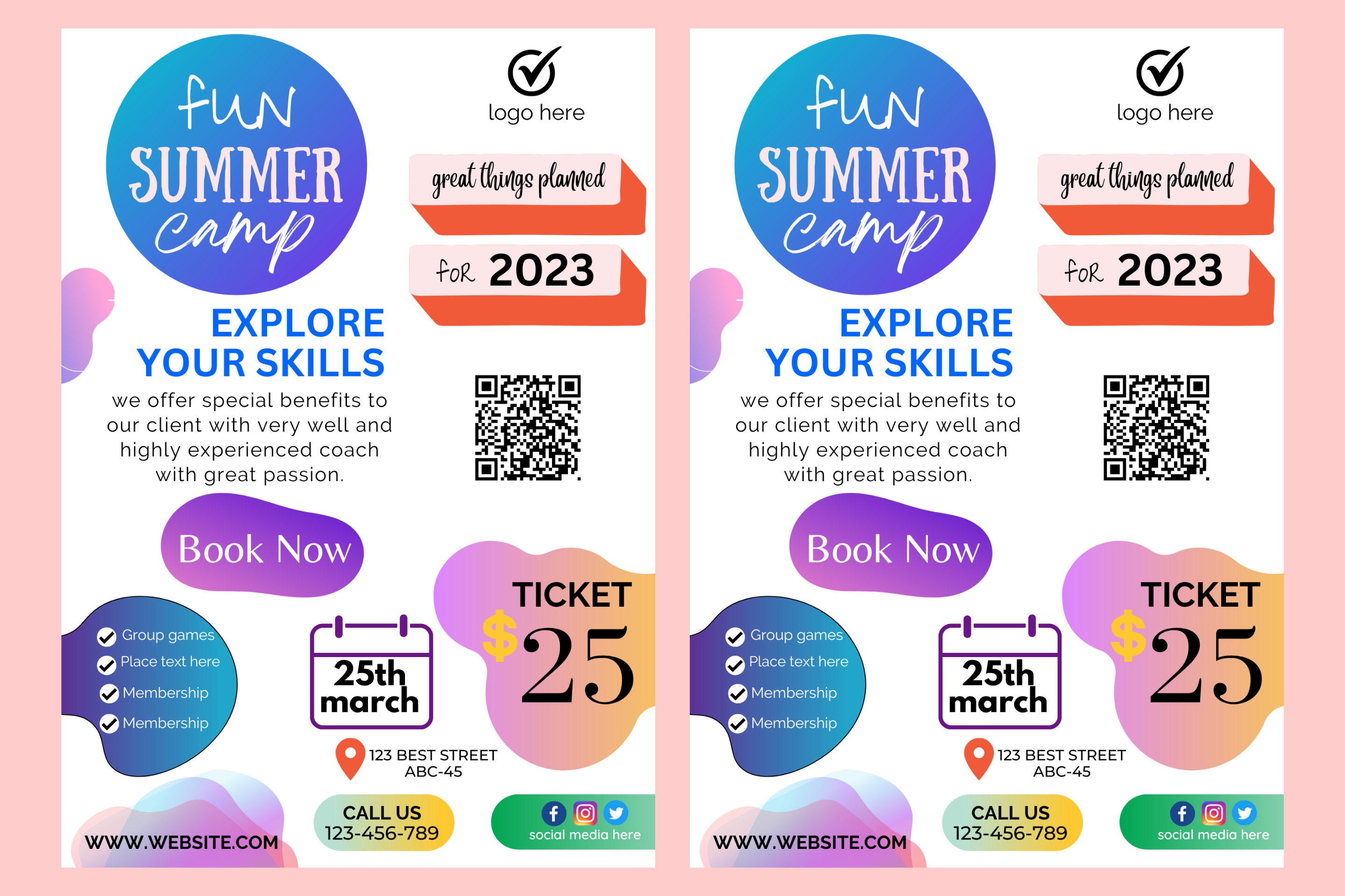 Editable Camp Flyer Template QR Code Daycare Flyer A4 Size Family Day ...