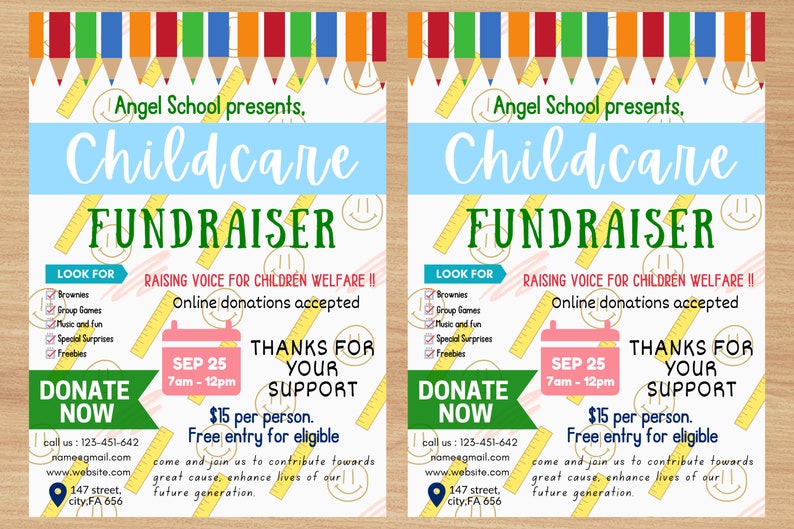 Childcare Flyer Fundraiser Flyer school Template Admission Flyer A4 ...