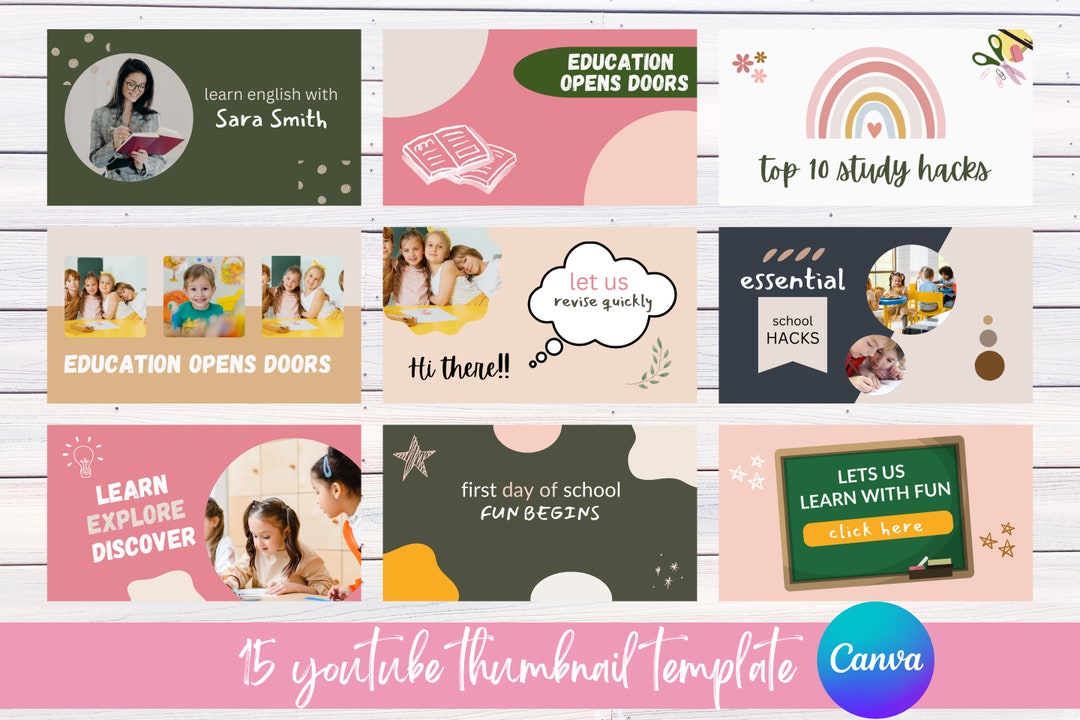Childcare Youtube Education Thumbnail Canva Template| Kids Learning ...