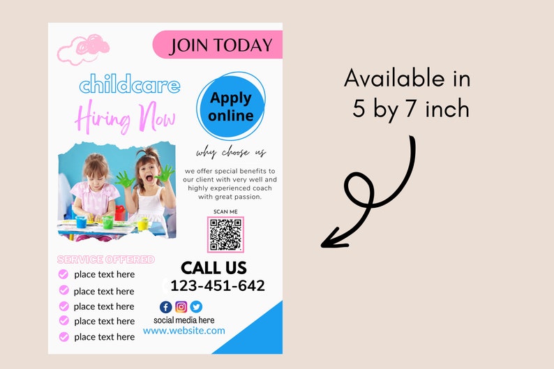 Childcare Hiring Flyer |hiring Flyer | QR Code| Daycare Flyer | A4 Size ...