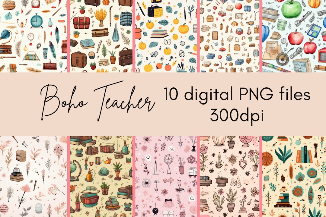 Childcare Digital Paperbackground Png Seamless Pattern Back to School ...