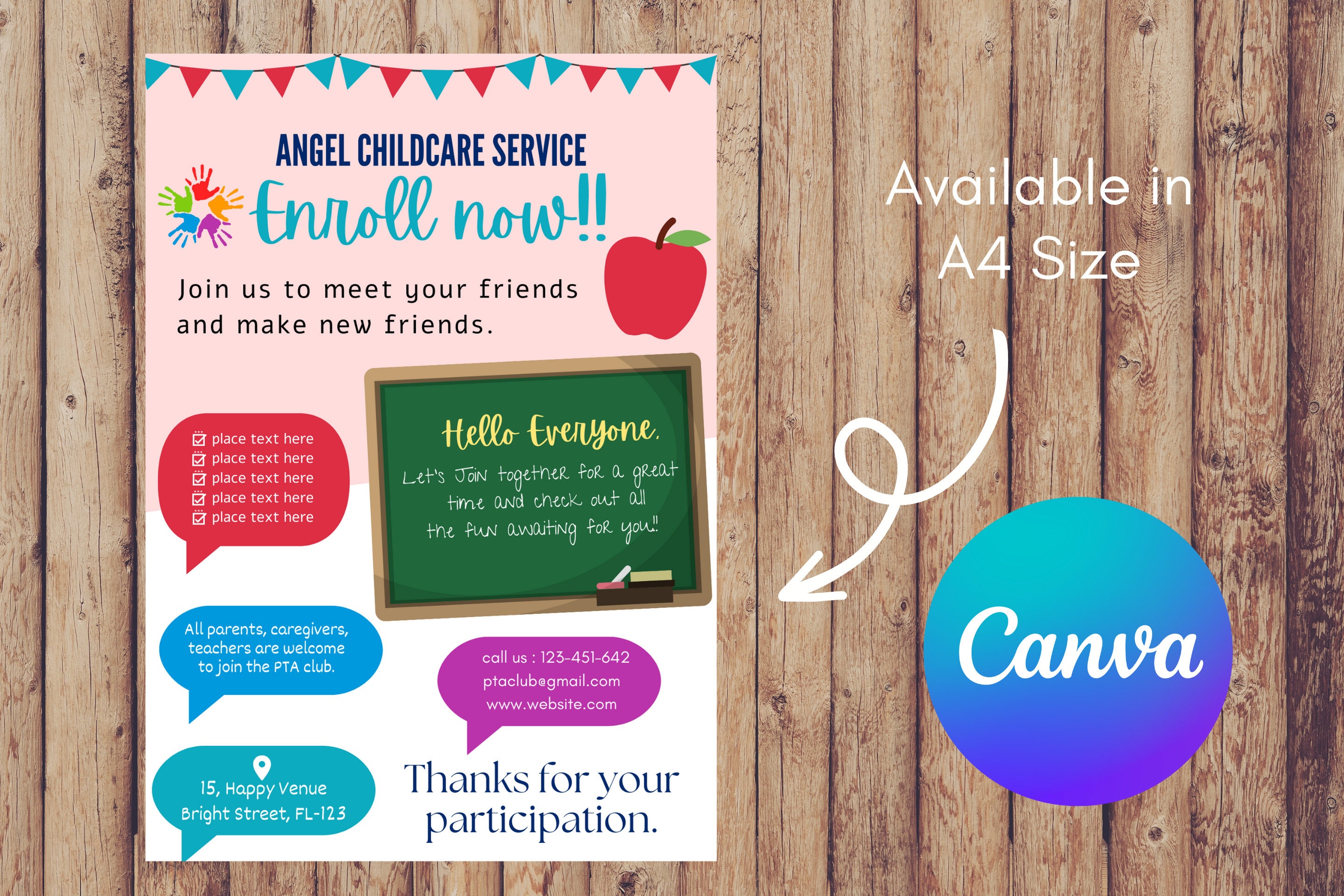 Teacher Event Flyer Template QR Code Daycare Flyer A4 Size Family Day ...