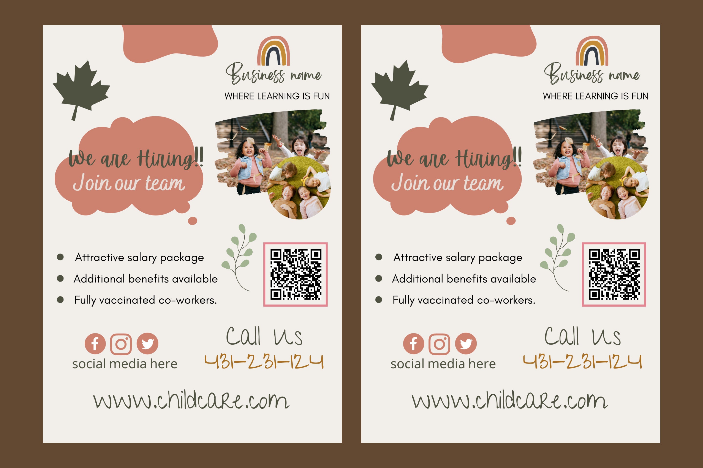 Childcare Hiring Flyer Template| Boho Hiring | Daycare Flyer | A4 Size ...