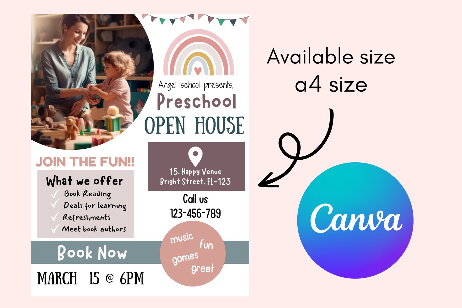 Childcare Flyer| Open House Flyer | Boho Open House| School|qr Code ...