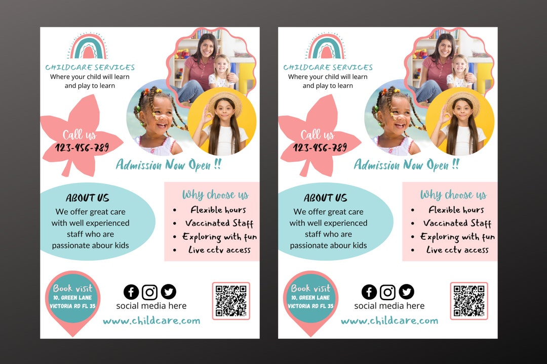 Childcare Flyer Template | QR Code| Daycare Flyer | A4 Size| Family Day ...