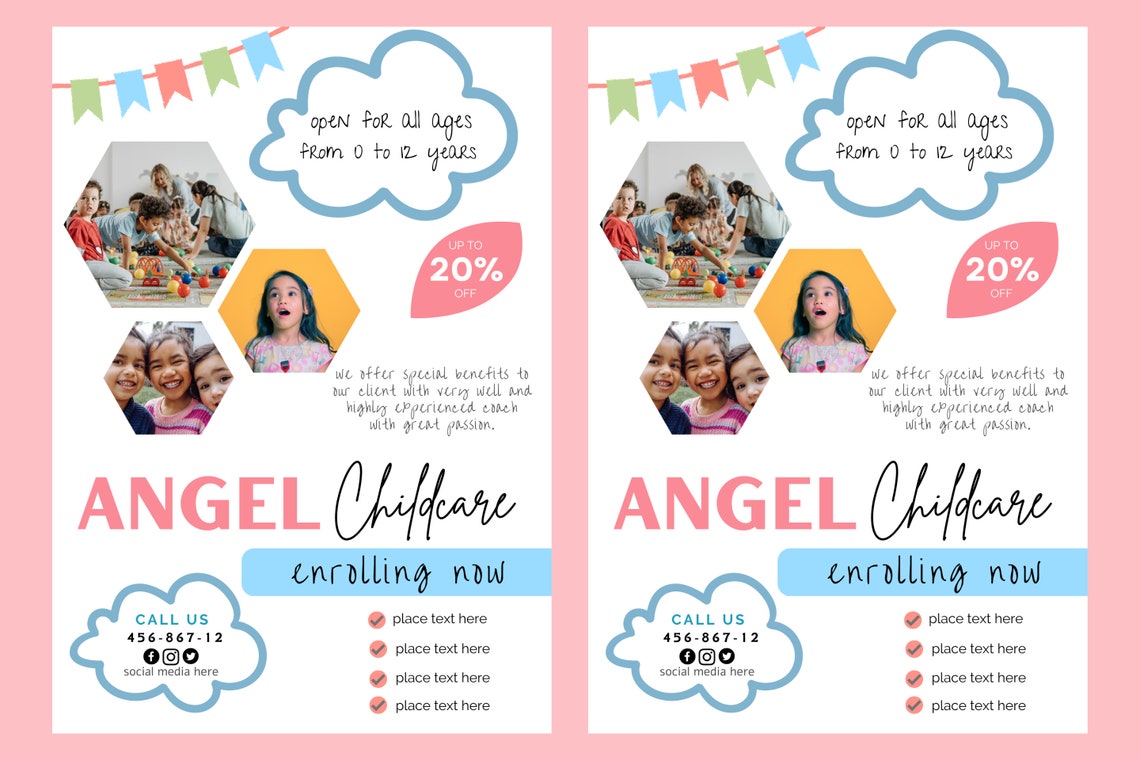Childcare Promotion Flyer Template | QR Code| Daycare Flyer | A4 Size ...