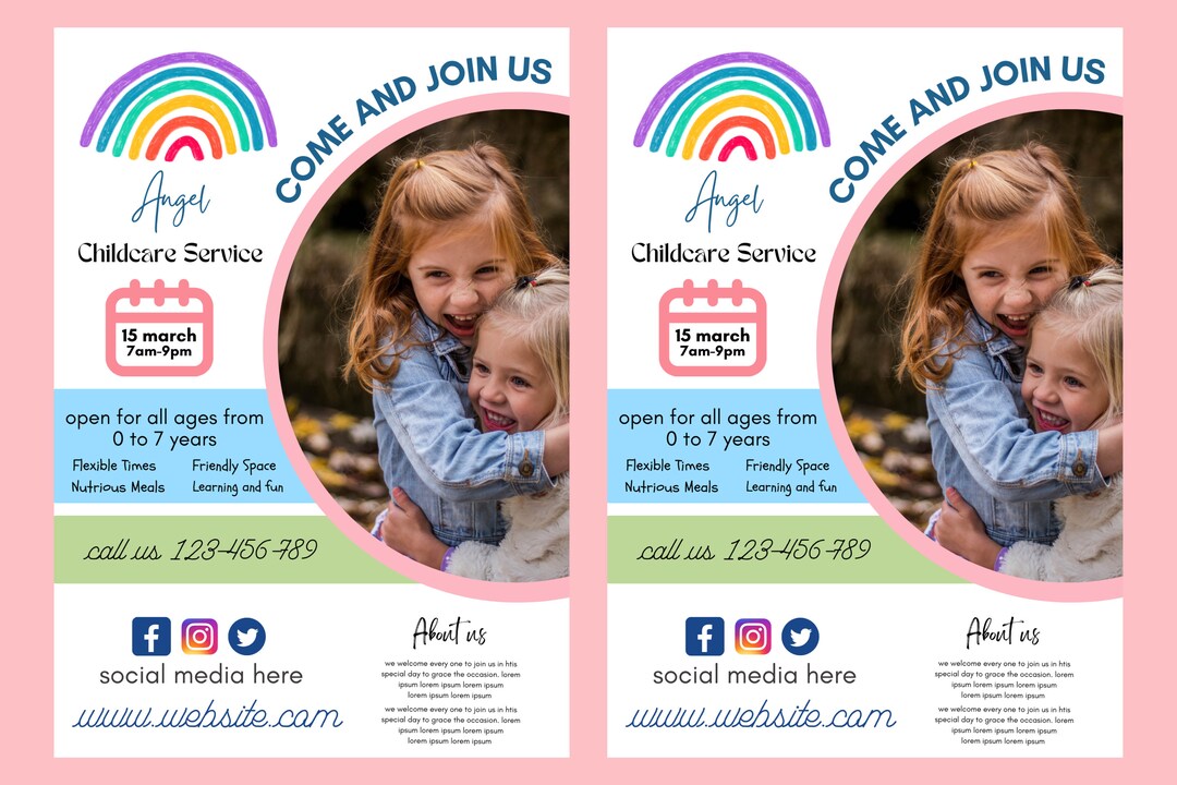 Childcare Flyer Template QR Code Daycare Flyer A4 Size Family Day Care ...