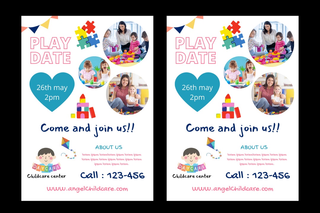 Editable Playdate Flyer Childcare Flyer Template QR Code Daycare Flyer ...