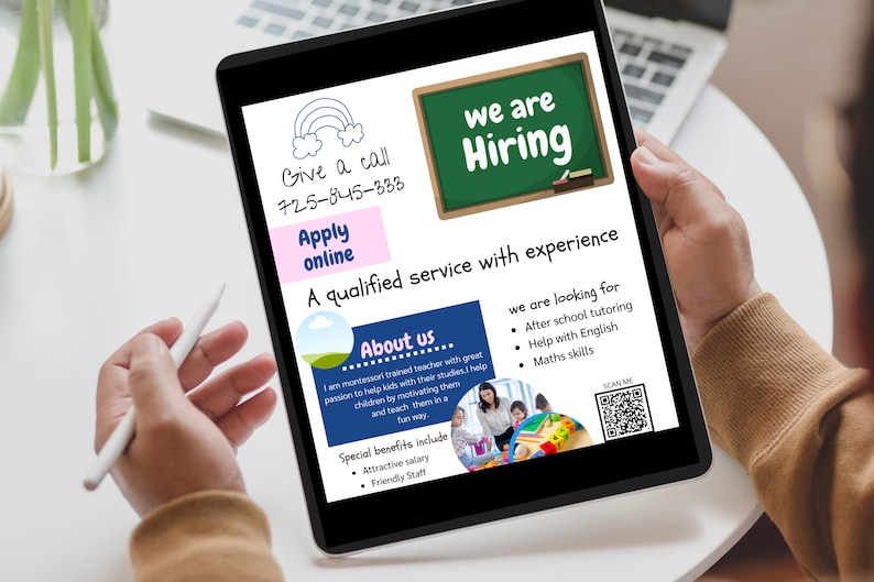 Childcare Hiring Flyer Template| QR Code| Daycare Flyer |A4 Size|family ...