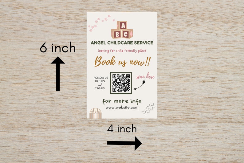 Enroll Event Postcard Flyer Template QR Code Daycare Flyer Boho family ...