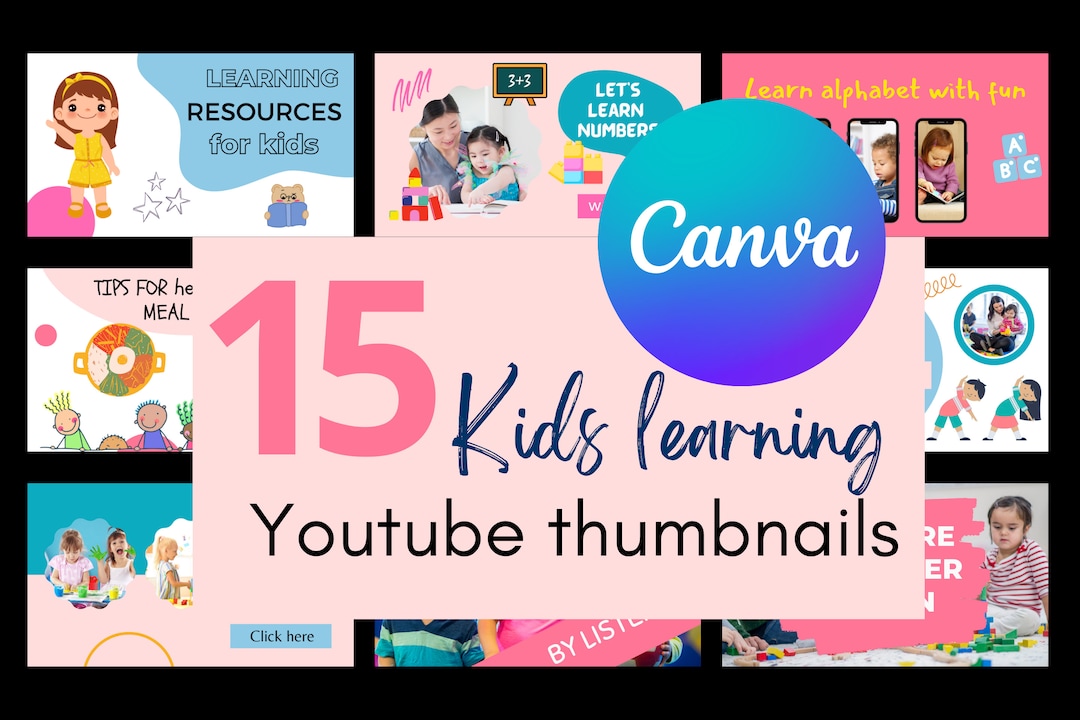 Youtube Education Thumbnail Canva Template| Kids Learning| Preschool ...