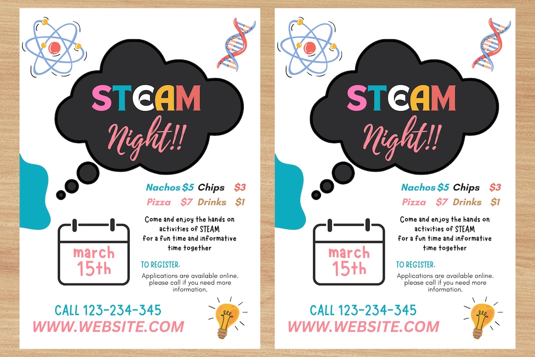 Childcare Event Flyer Steam Night Flyer QR Code Daycare Flyer A4 Size ...