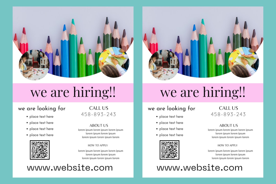 Hiring Childcare Flyer |hiring Flyer | QR Code| Daycare Flyer | A4 Size ...