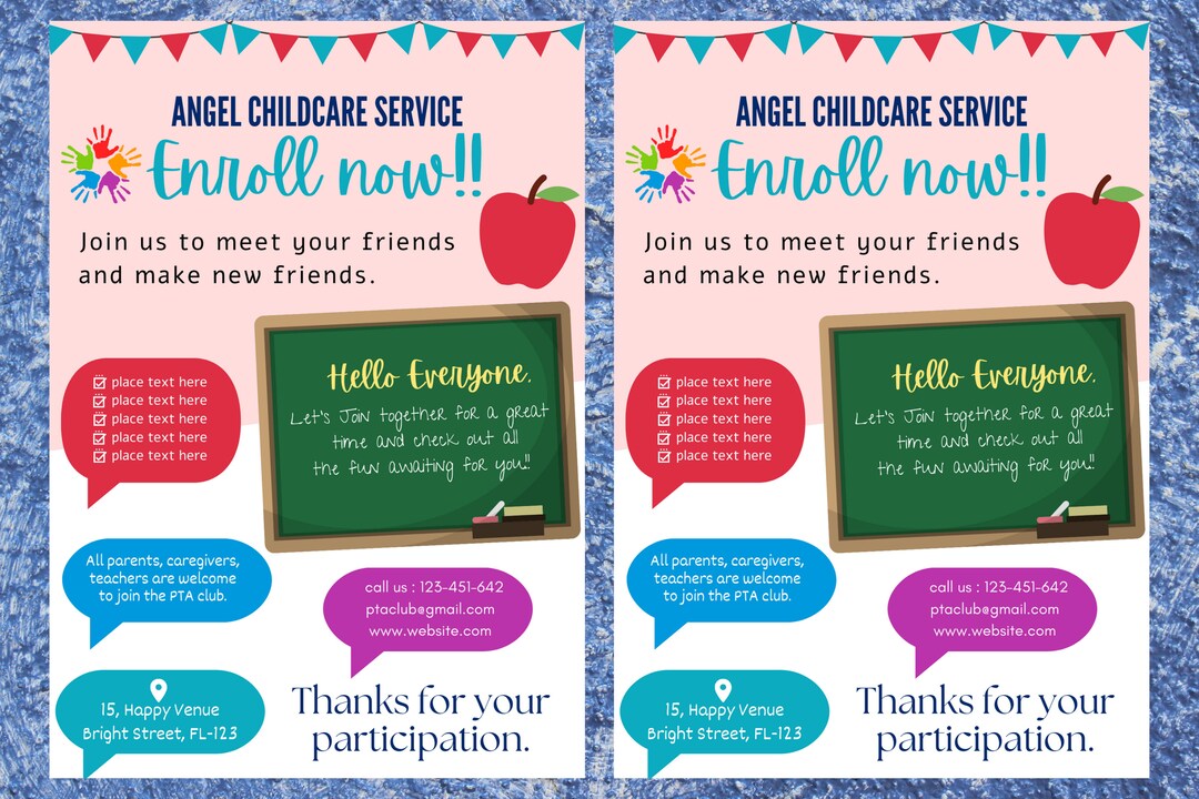 Teacher Event Flyer Template QR Code Daycare Flyer A4 Size Family Day ...