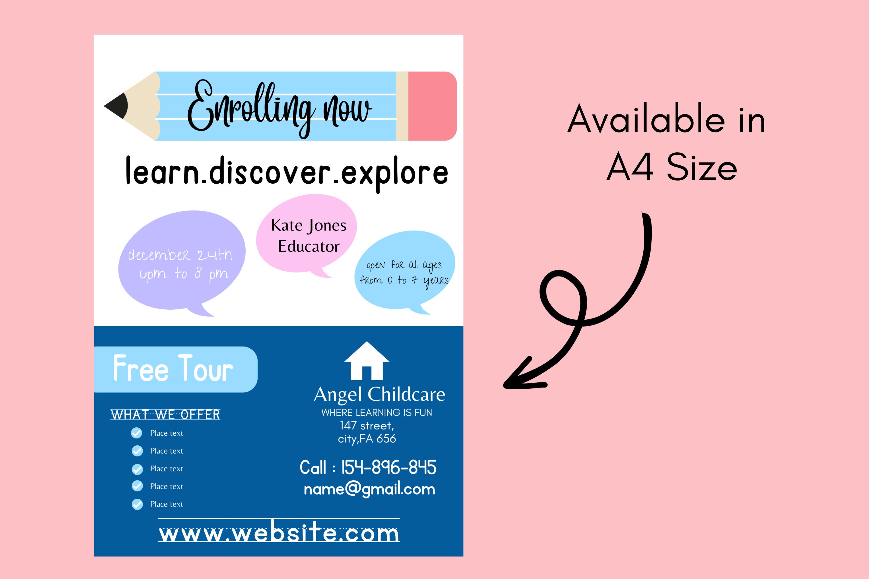 Childcare Flyer Template QR Code Daycare Flyer A4 Size - Etsy