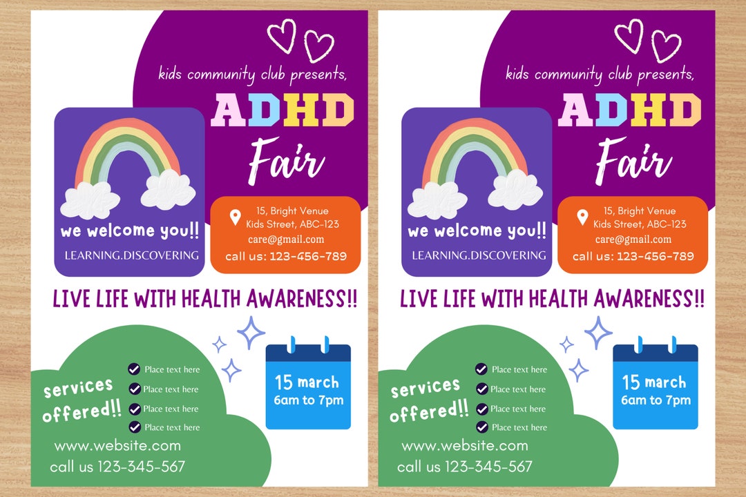 Editable Adhd Flyer Template QR Code Daycare Flyer A4 Size Family Day ...