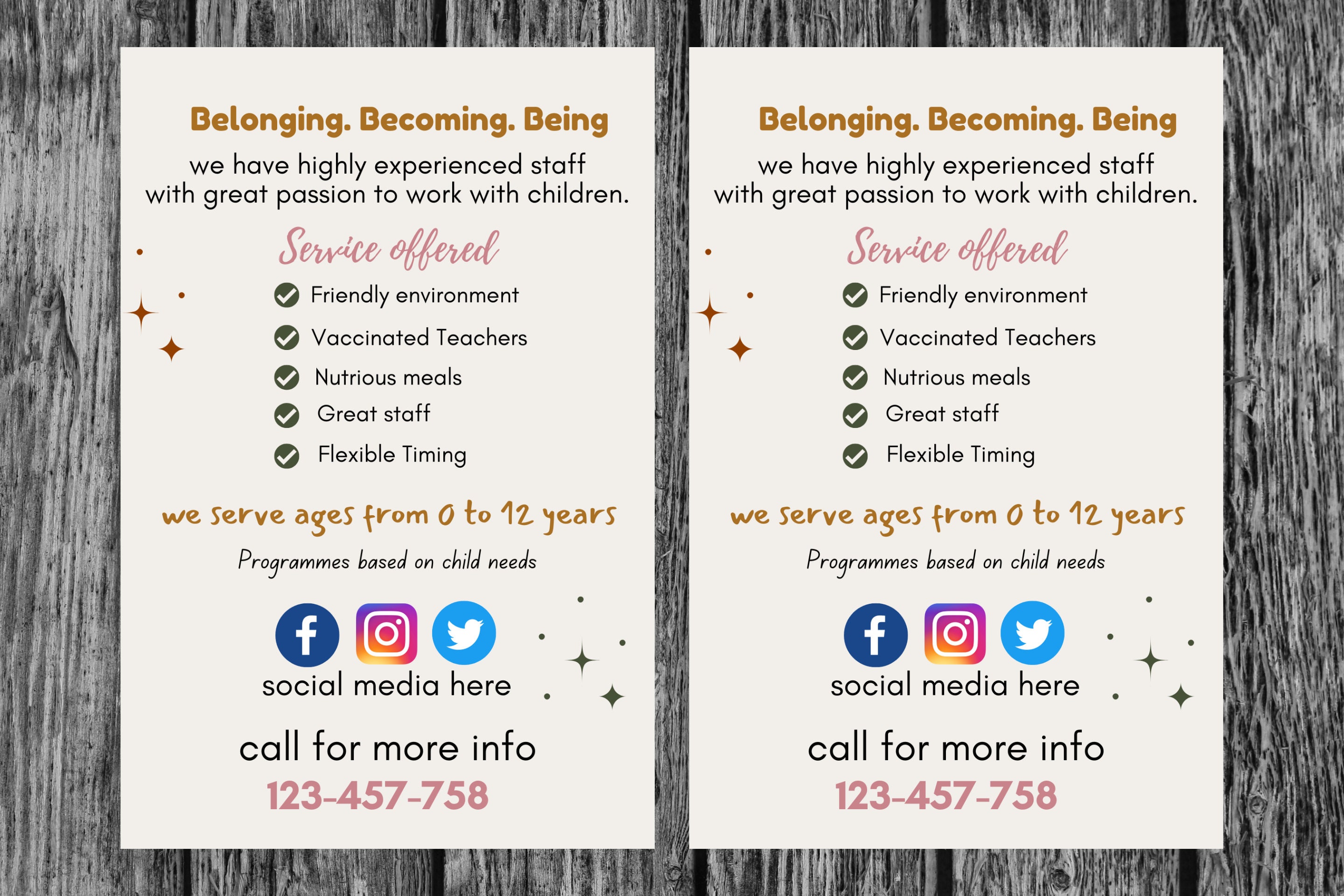 Enroll Event Postcard Flyer Template QR Code Daycare Flyer Boho family ...