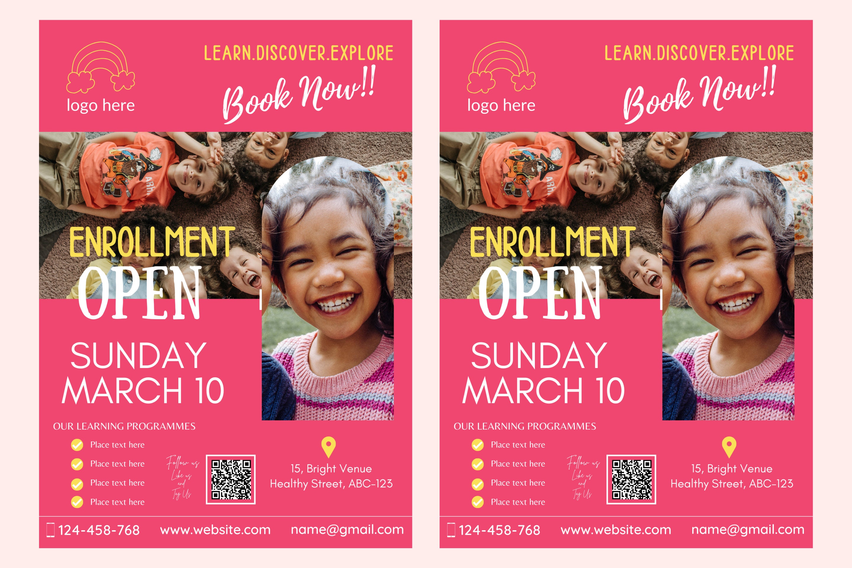 Childcare Booking Flyer Template| QR Code| Daycare Flyer |A4 Size ...