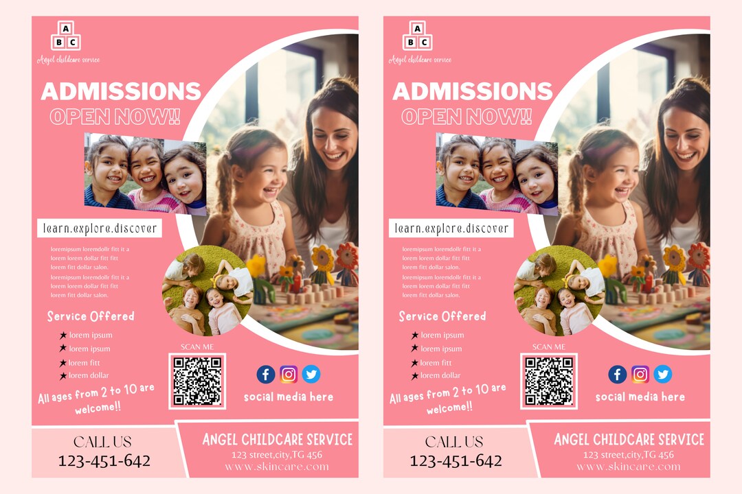 Childcare Flyer Template QR Code Daycare Flyer A4 Size - Etsy