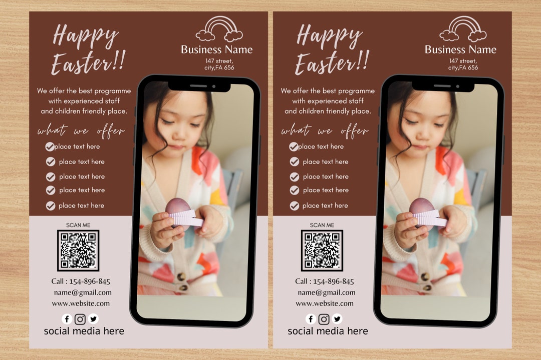 Editable Easter Flyer Template QR Code Daycare Flyer A4 Sizefamily Day ...