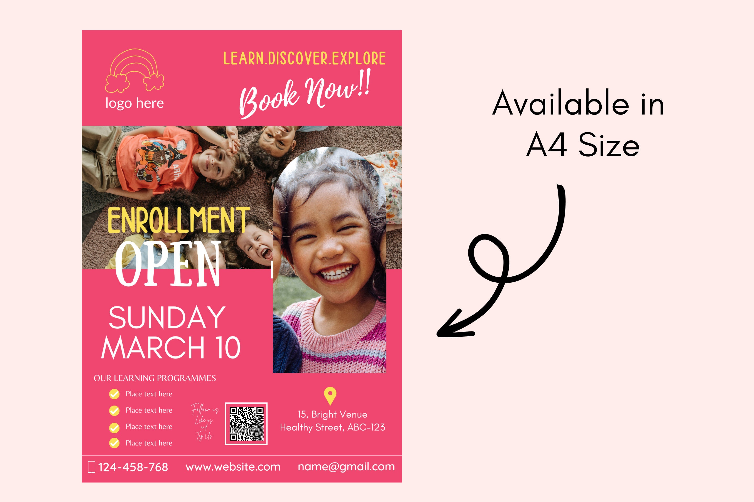 Childcare Booking Flyer Template| QR Code| Daycare Flyer |A4 Size ...